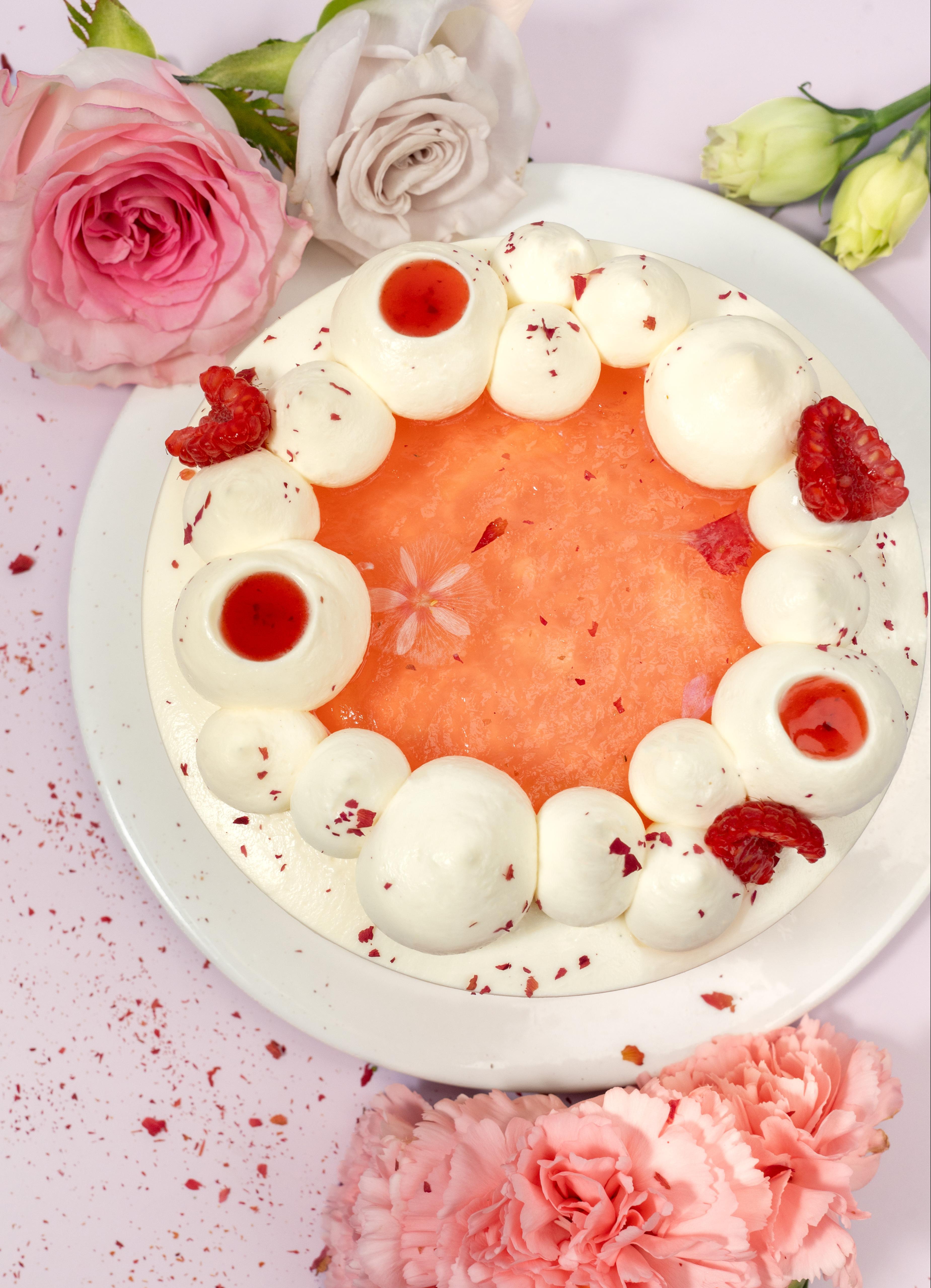 Rose Raspberry Pudding Lychee Jelly Mousse Cake